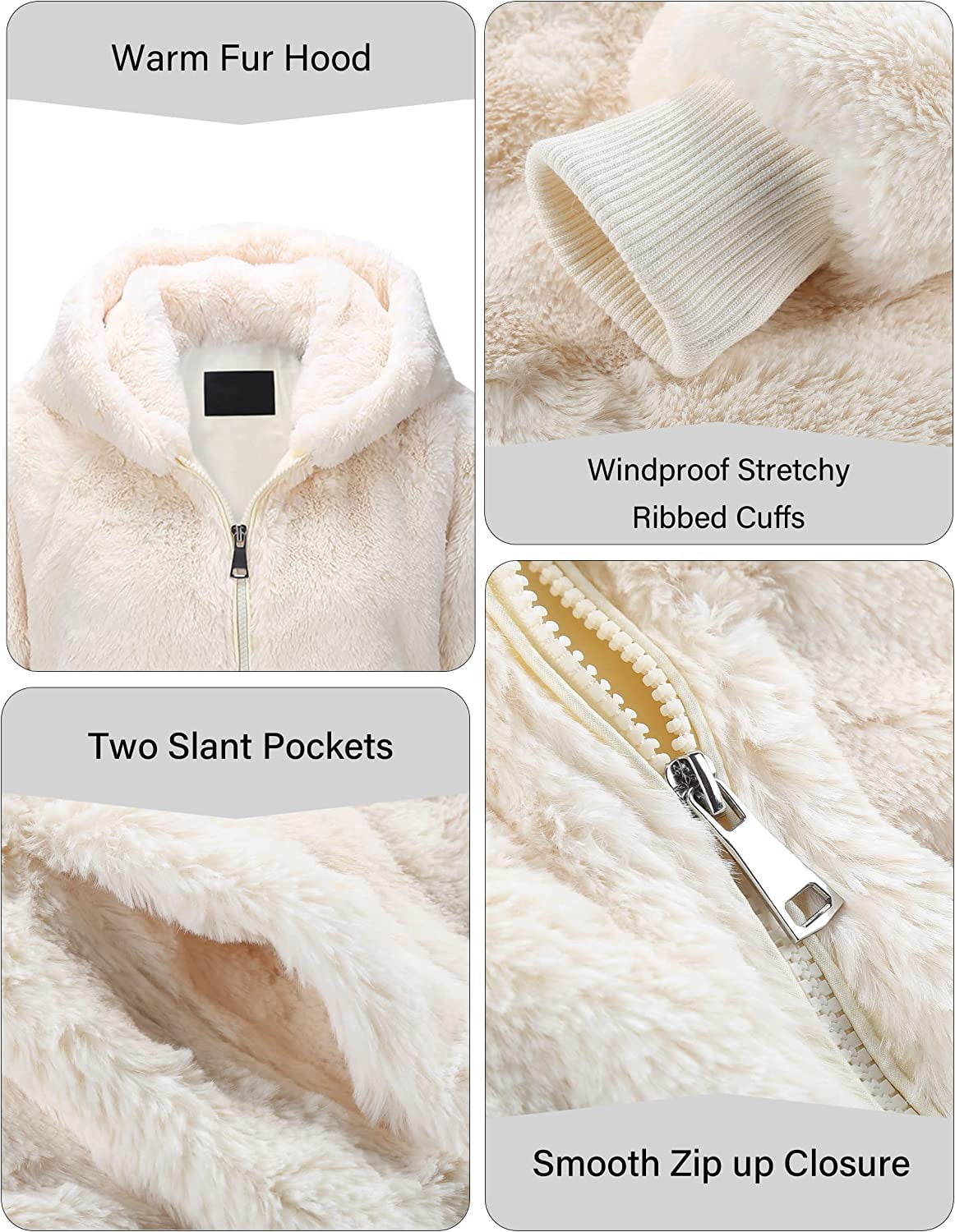 Bellivera Women's Faux Fur Fleece Coat, Spring and Winter Fashion Short ...