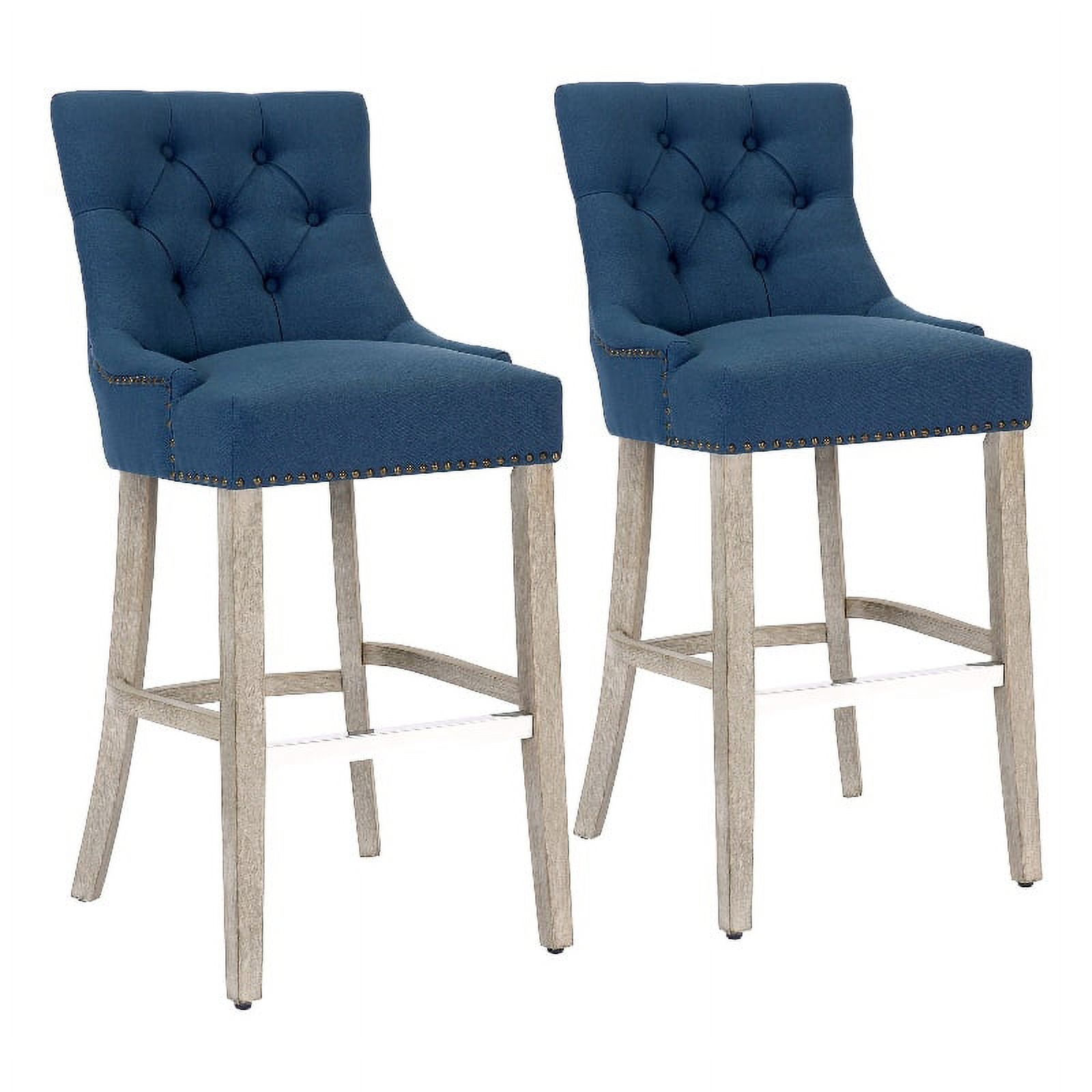 Bellmount 29 in. Upholstered Tufted Wingback Counter Stool (Set of 2 ...
