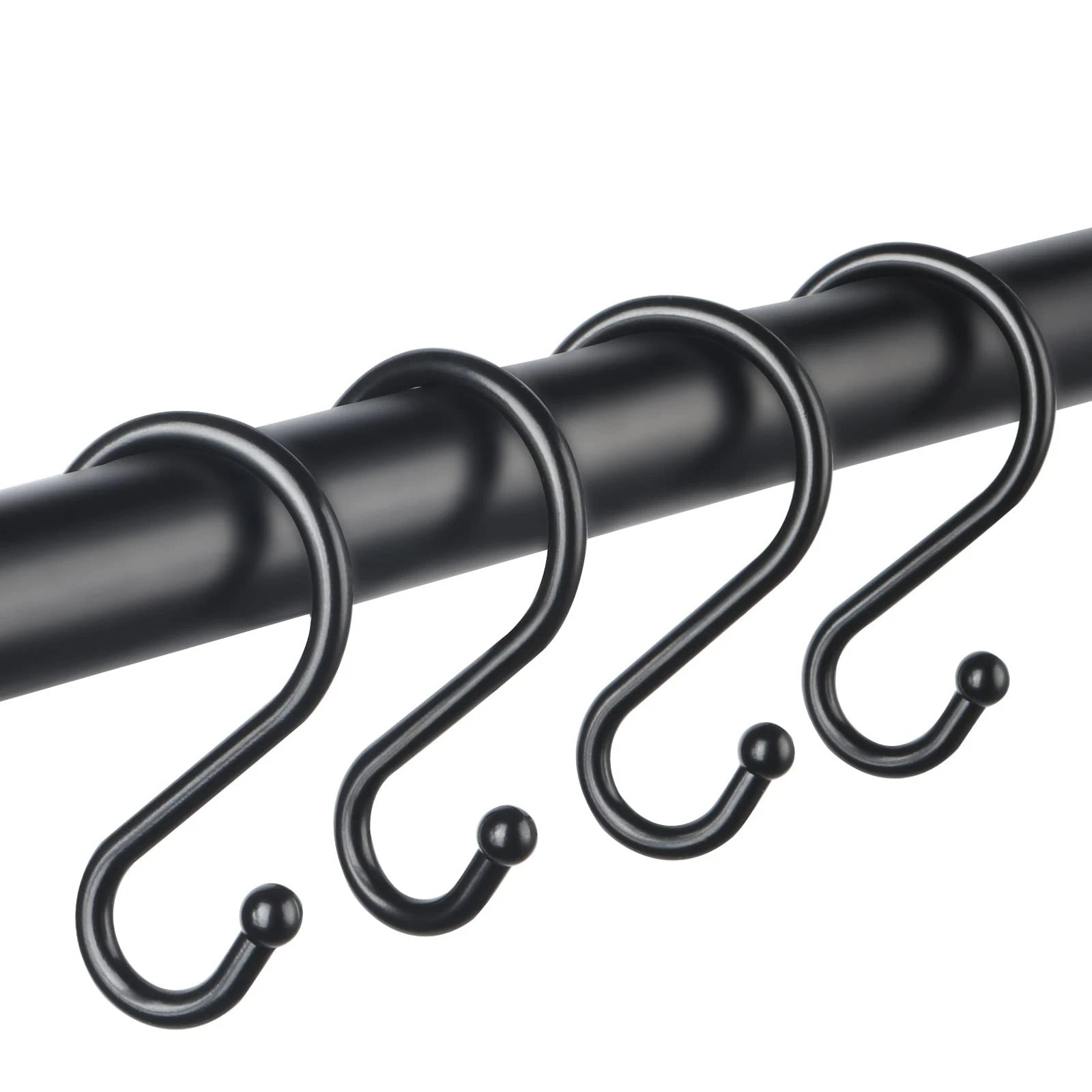 Bellrhein Black Shower Curtain Hooks Rings, 12 Pack Metal S Hooks Rust ...