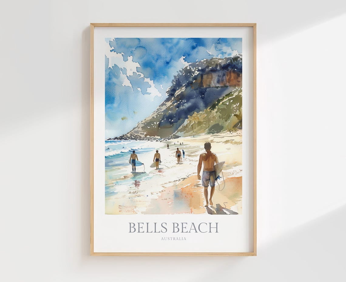 Bells Beach Australia Decor Surfing Poster Poster, Unframed Size 12x18 ...