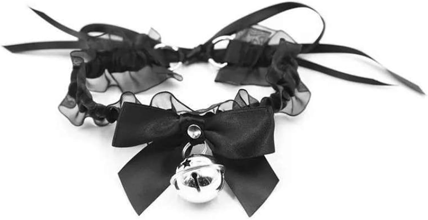 Bells Choker Necklace Silver Plated Vintage Small Jingle Bell Black ...