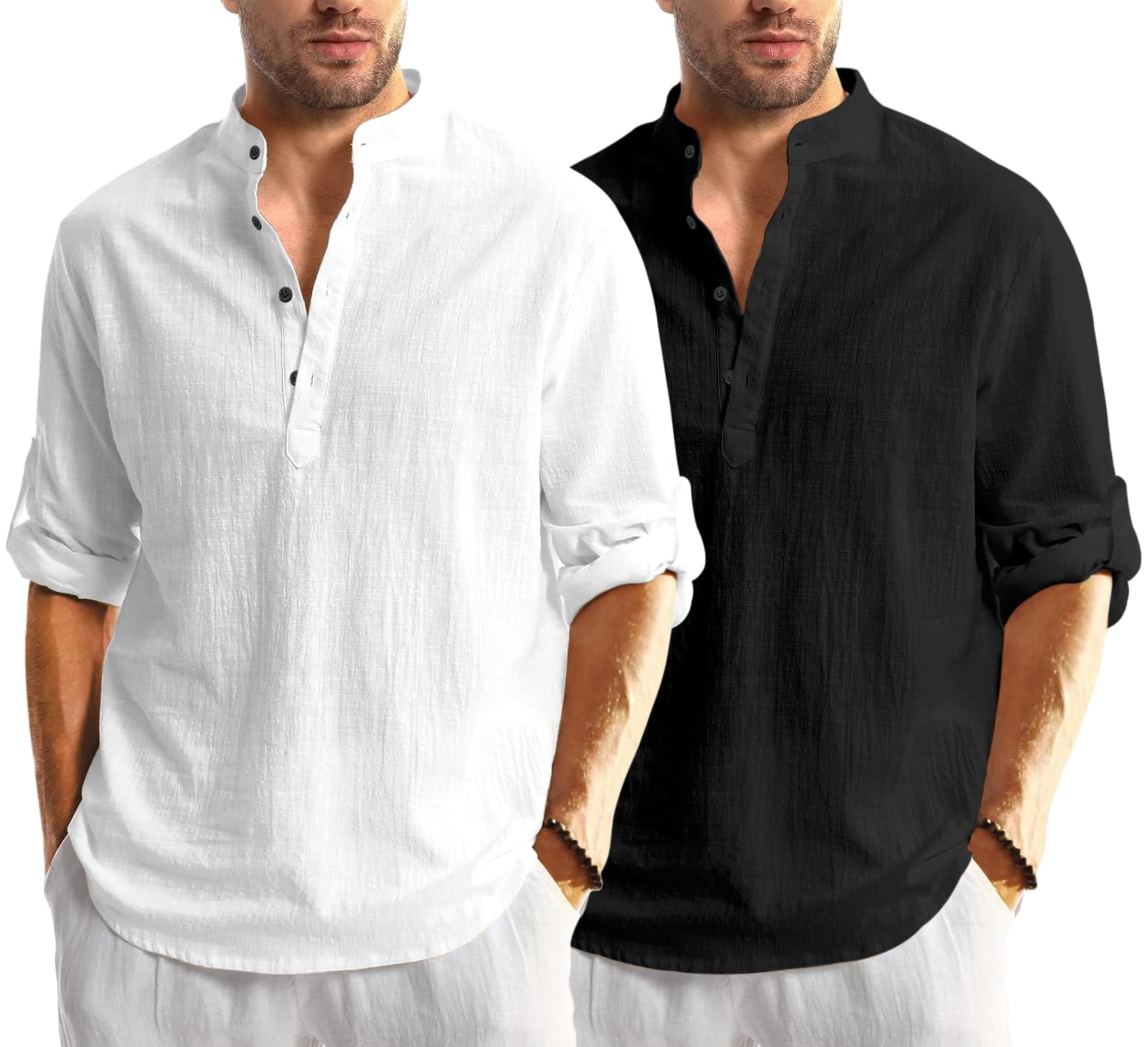 Bellstone Men'S Cotton Blend Solid Regular Dress Shirt (Kurta1600_Combo ...