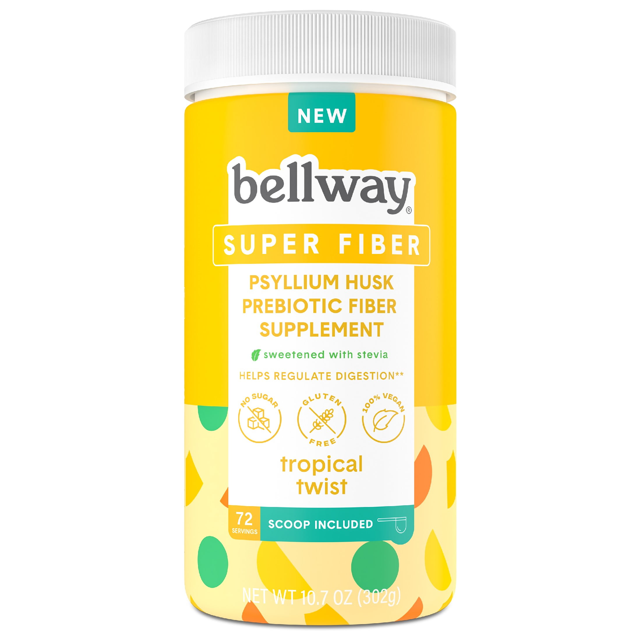 Bellway Psyllium Super Fiber Prebiotic Supplement Powder, Sugar-Free ...