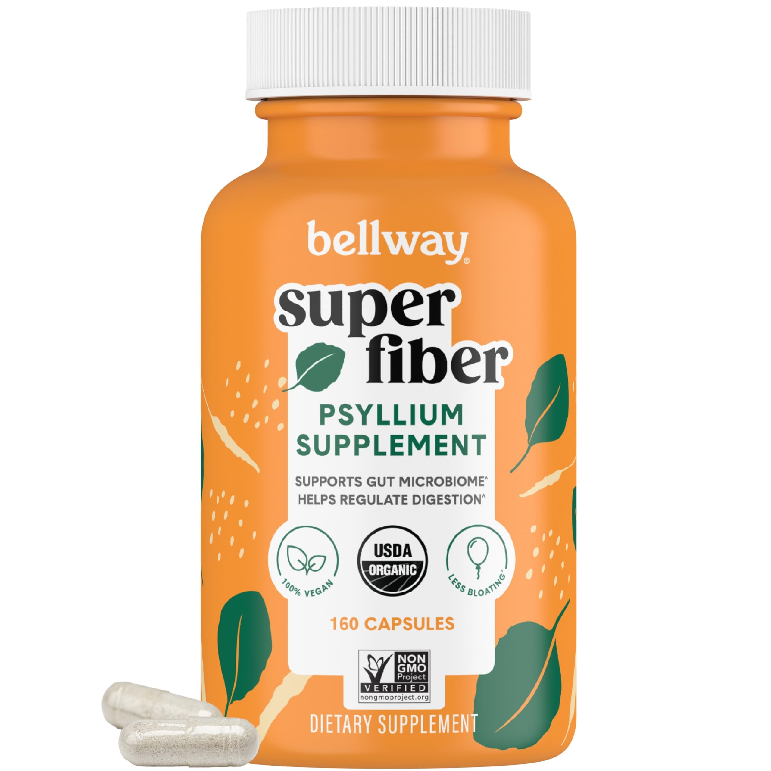 Bellway Super Fiber Capsules - USDA Organic KMC2Psyllium Husk Capsules ...