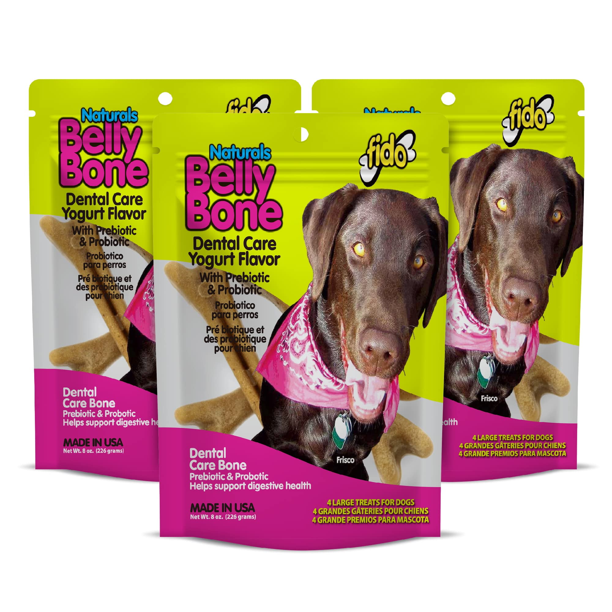 Belly Bones For Dogs, Yogurt Flavored Large Dog Dental Treats - 4 ...