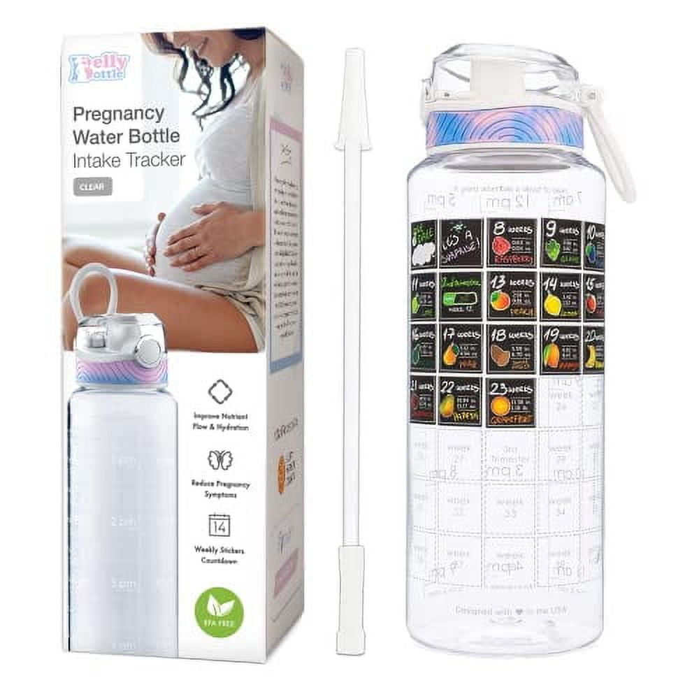 Belly Bottle Pregnancy Water Bottle Intake Tracker with Straw + Weekly ...