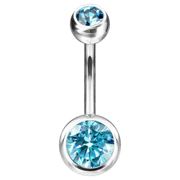 Belly Button Navel Rings Implant Grade Titanium Double Bezel Set ...