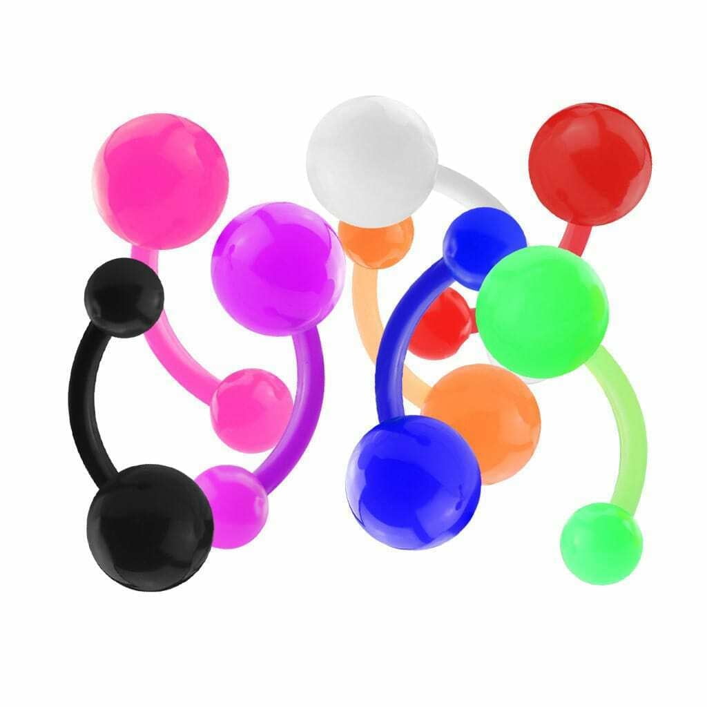 Belly Button Navel Rings with Solid Acrylic Balls Bio-Flex set of 8 ...