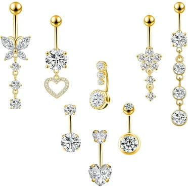 Belly Button Rings for Women Stainless Steel Belly Ring Belly Piercing ...