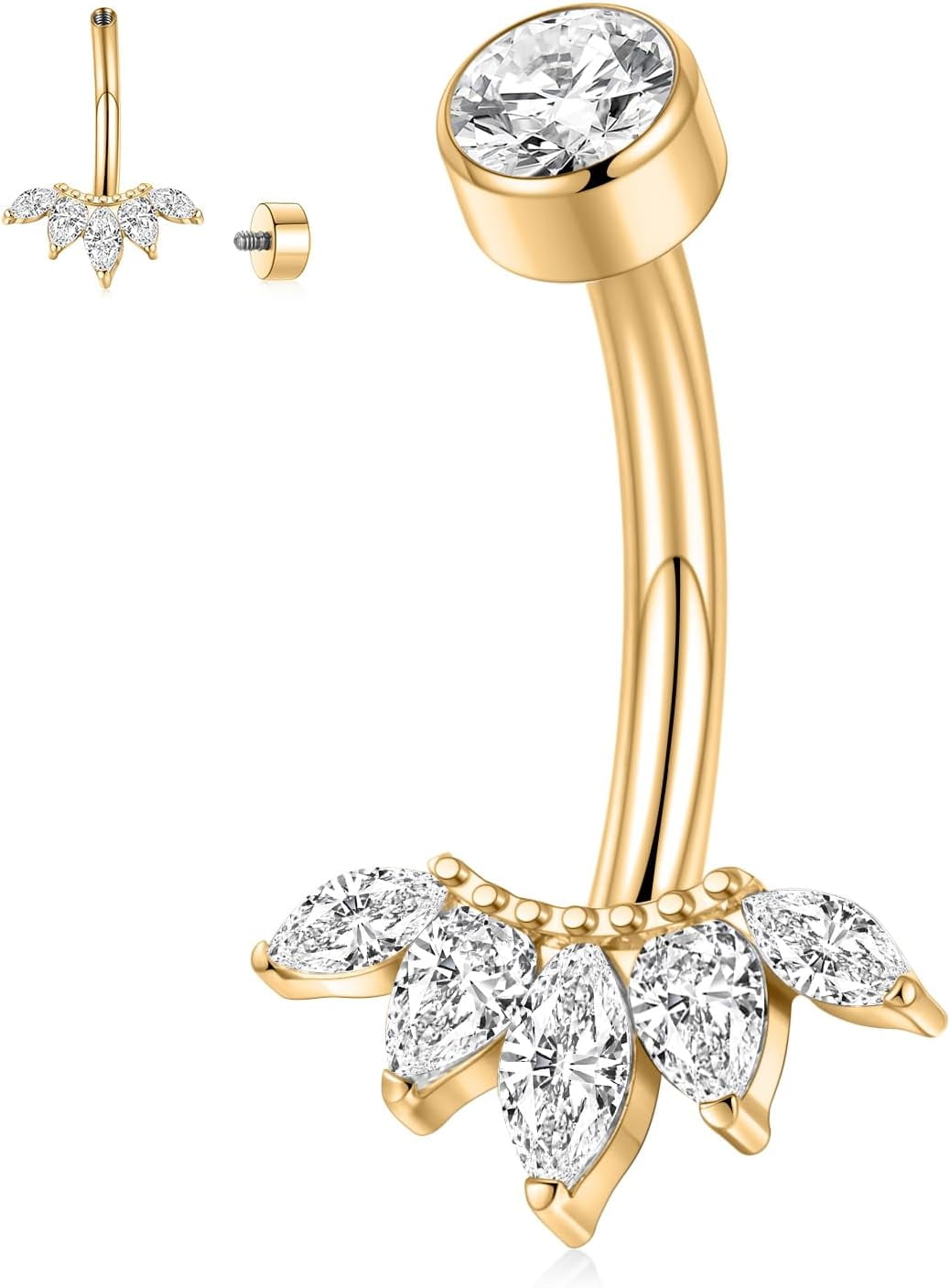 Belly Button Ring G23 Titanium Belly Button Piercing 14G Belly Ring ...