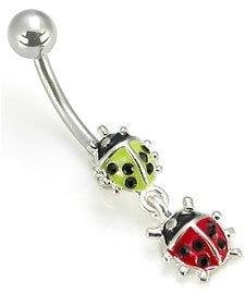 Belly Button Ring Navel 3/8" double ladybug - Walmart.com