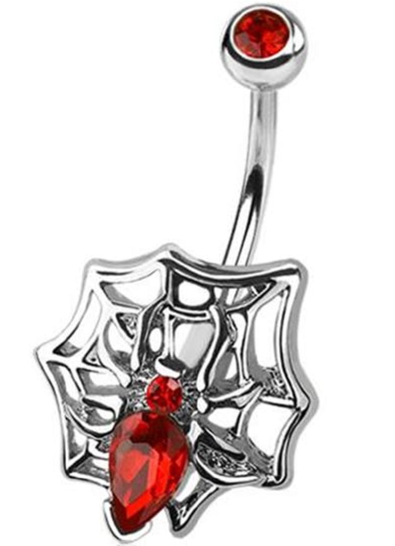 Belly Button Ring Navel Spider web CZ - Walmart.com
