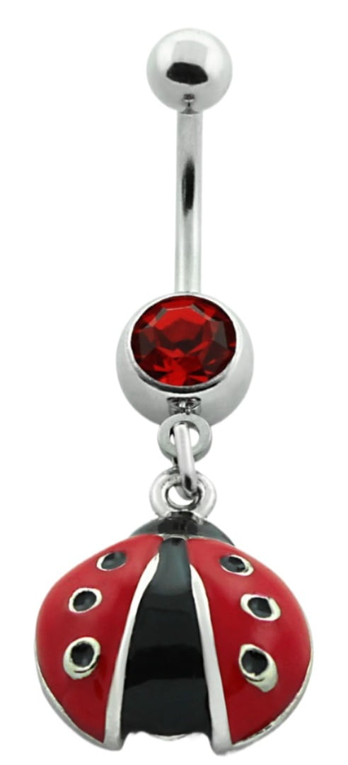 Belly Button Ring Navel Surgical steel Ladybug lady bug - Walmart.com