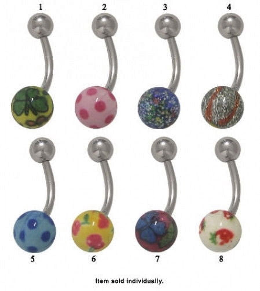 Belly Button Ring Painted Ball Marble 14G Navel Body Jewelry Online ...