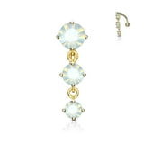 Belly Button Ring Reverse Design with Three Prong Set Round Opalite ...