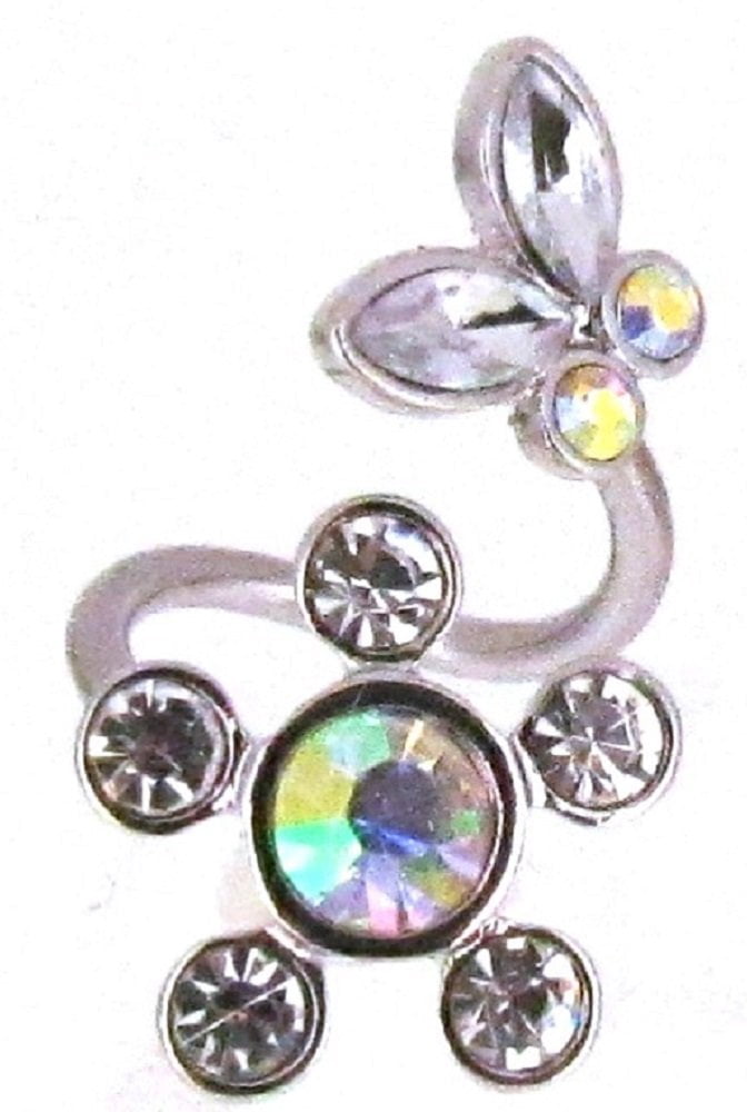 Belly Button Ring Spiral Flower butterfly twist navel - Walmart.com