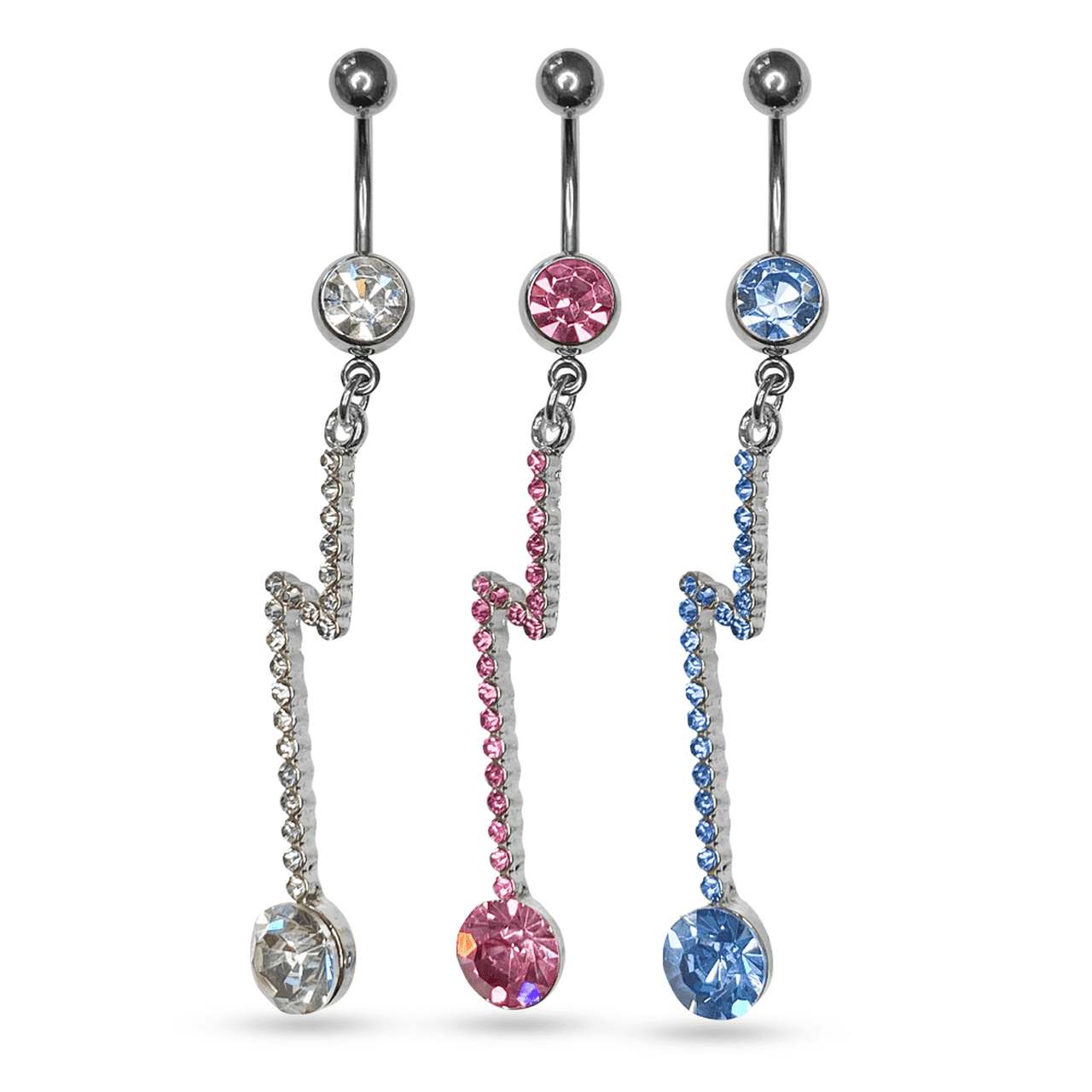 Belly Button Ring with long Lightning design jewels 45mm long 14G ...