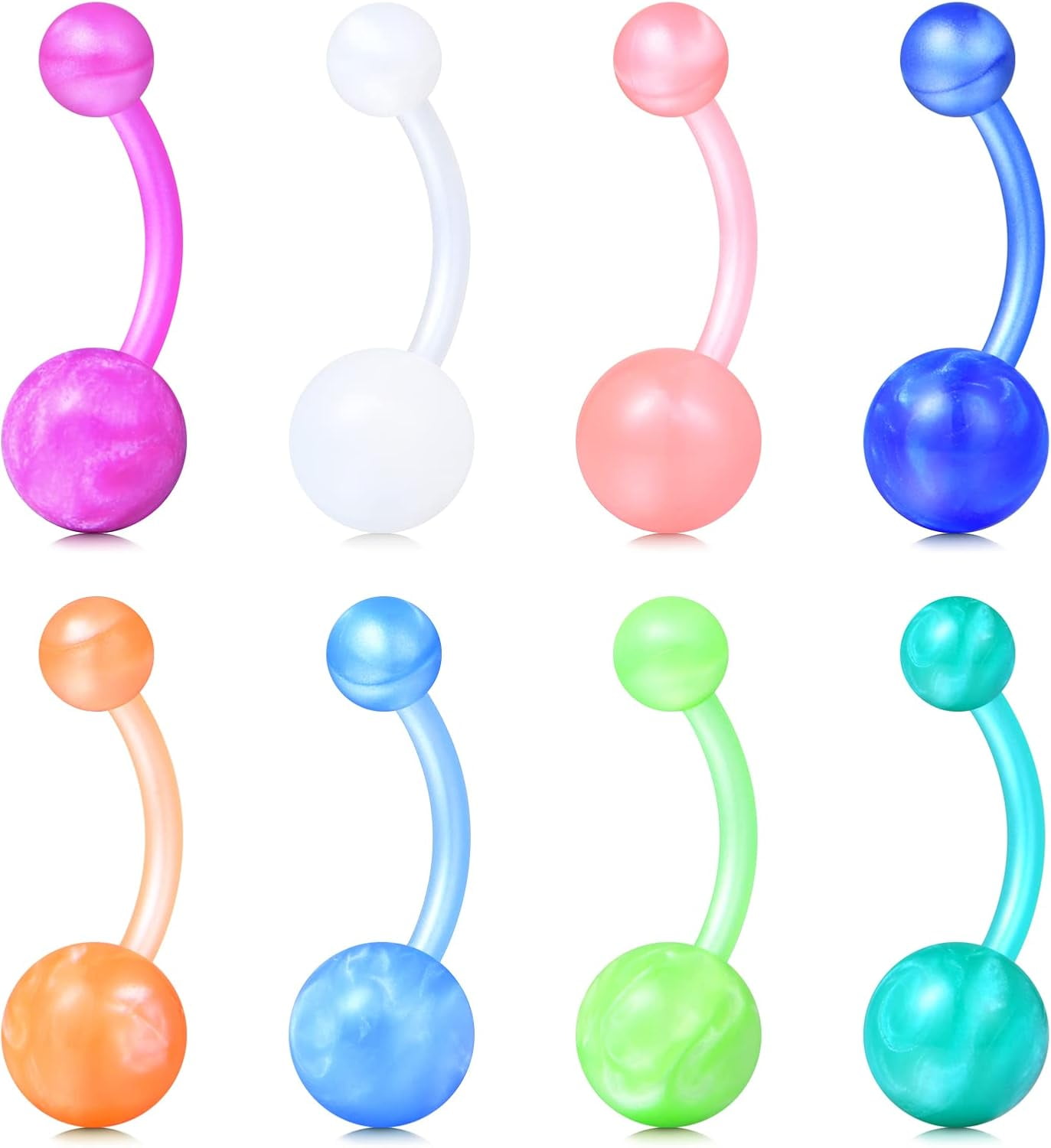 Belly Button Rings Acrylic Belly Rings Multicolor Navel Rings Cute Belly Piercing Jewelry 14G ...