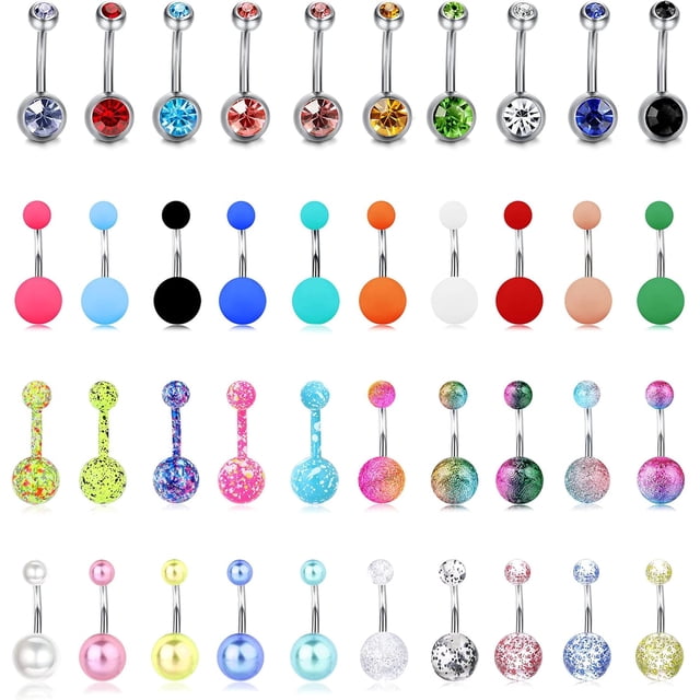 Belly Button Rings Belly Rings Navel Rings for Women Men 14G Stainless ...