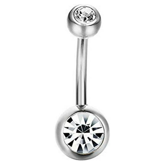 3-Pack Double Jewel Belly Button Rings, 16ga Stainless Steel Surgical ...