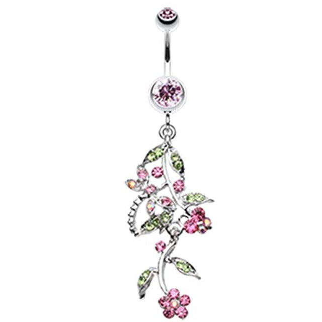 Belly Button Rings Romantic Vines with Flowers - Walmart Business Supplies