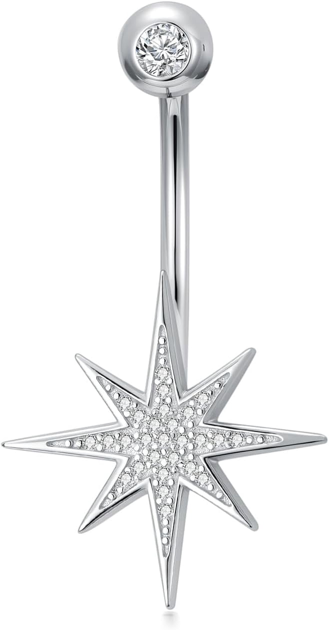 Belly Button Rings Stud 925 Sterling Silver Piercing Jewelry ...