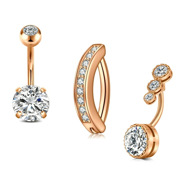 Belly Button Rings Surgical Stainless Steel Belly Rings CZ Clicker ...