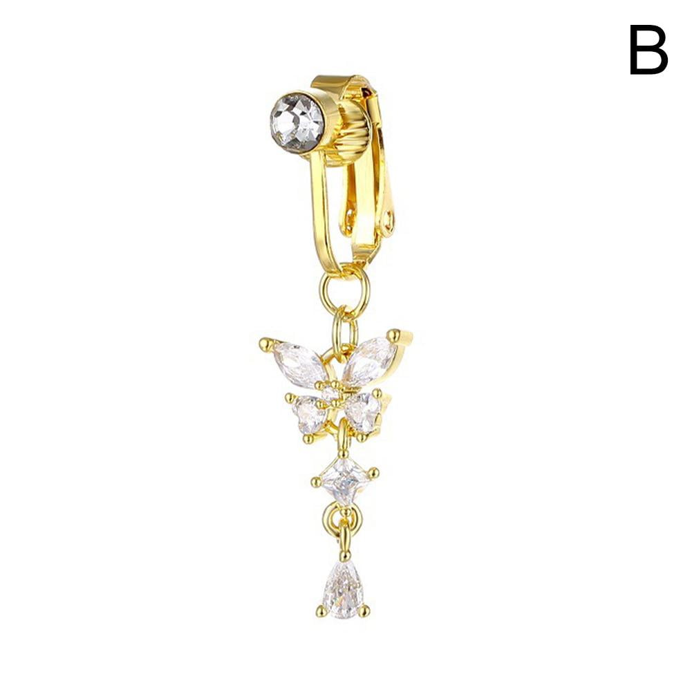 Belly Button Rings, Women Navel Button Rings, Clip-on Navel Non-Pierced ...