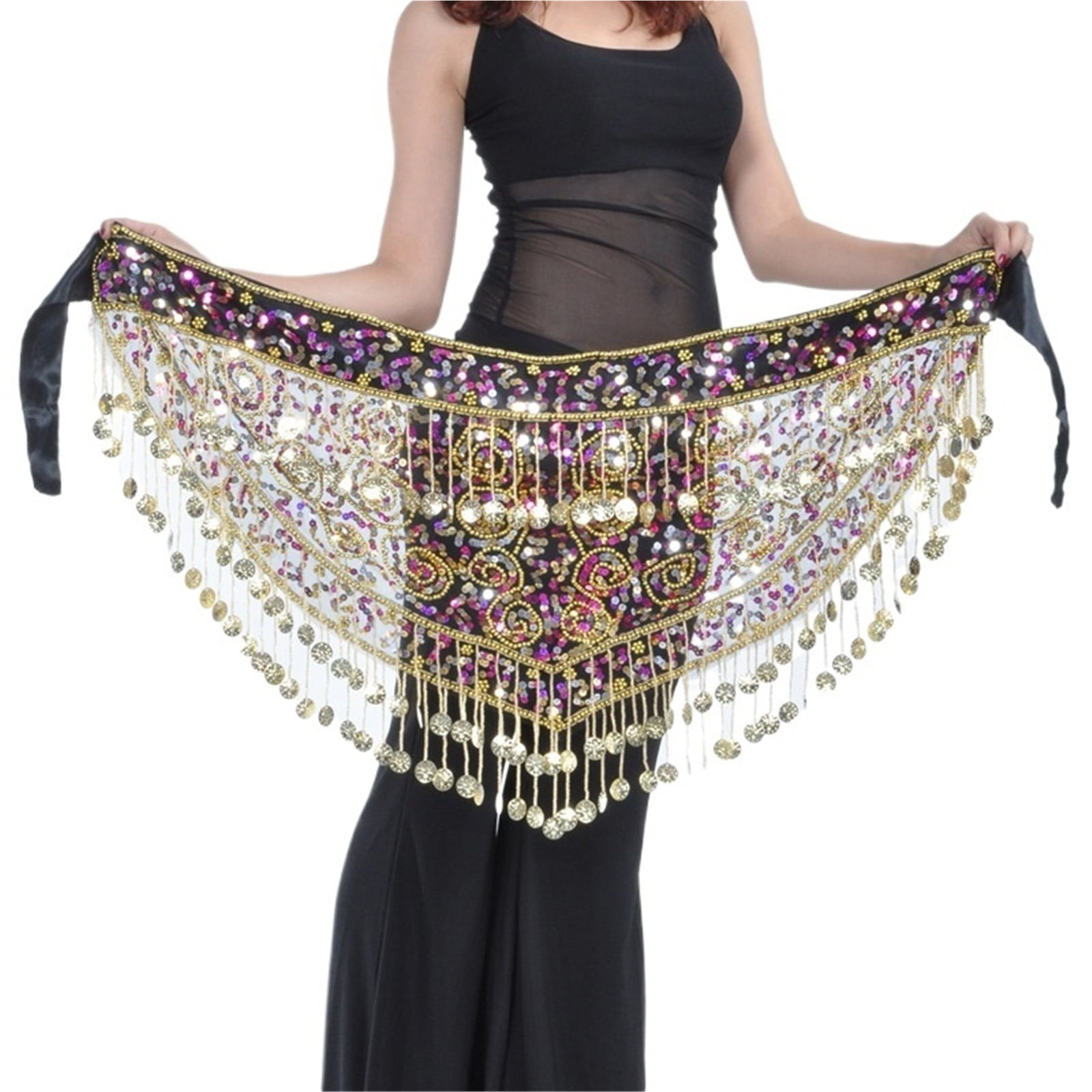 Belly Dance Belt Costumes Sequins Tassel Belly Dance Hip Scarf For ...