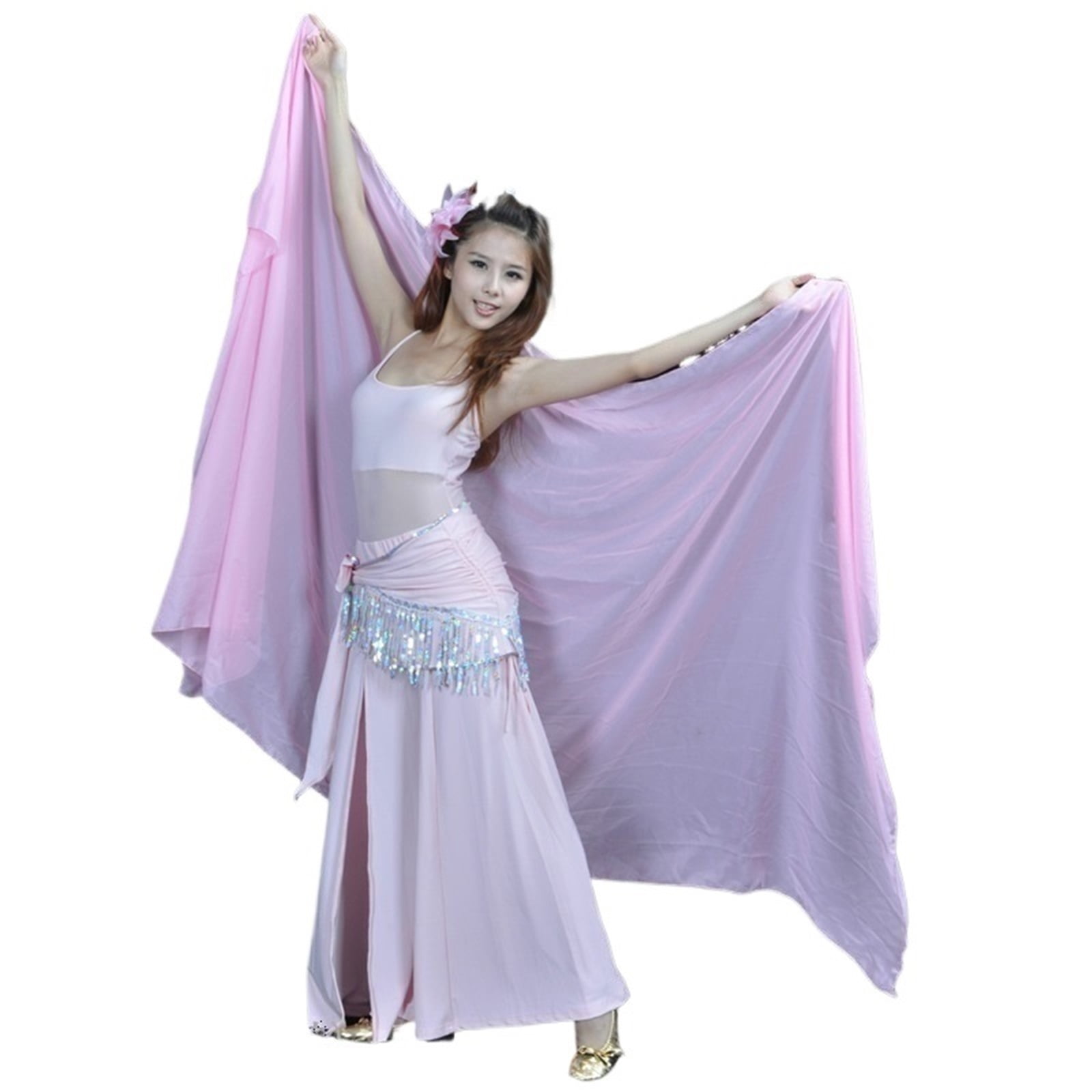 Belly Dance Chiffon Big Veil Shawl Scarf Gold Trim For Women 240*120 CM ...