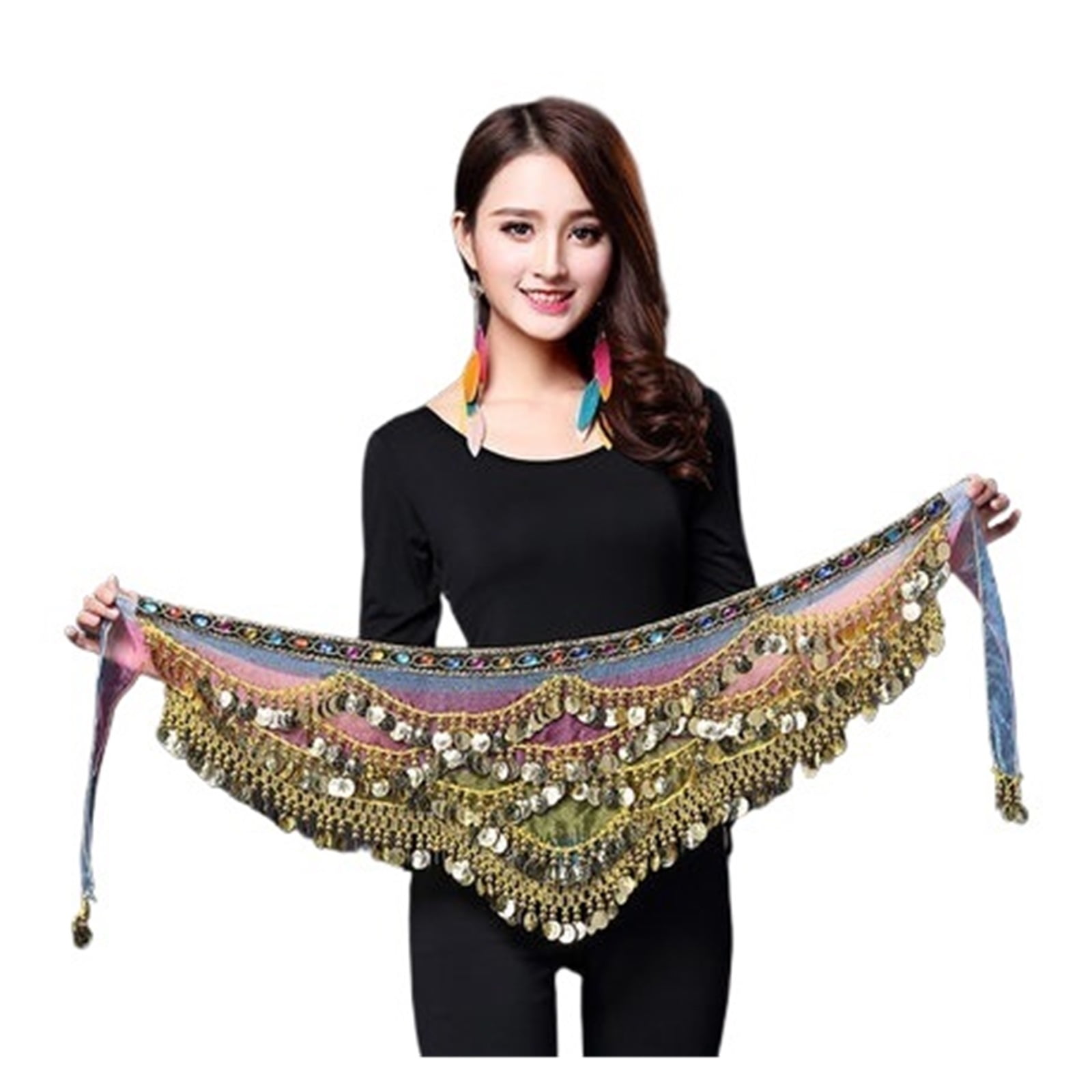 Belly Dance Coin Belt BellyDance Hip Scarf Golden Coins Belly Dance ...