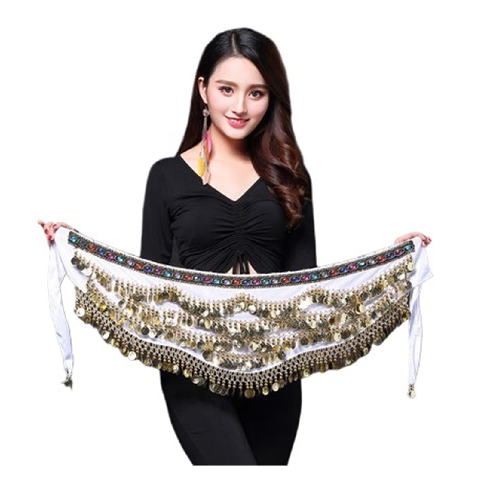 Belly Dance Coin Belt BellyDance Hip Scarf Golden Coins Belly Dance ...