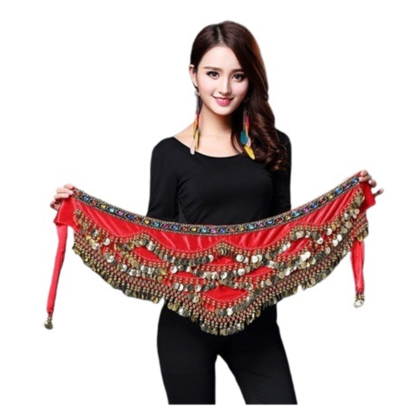 Belly Dance Coin Belt BellyDance Hip Scarf Golden Coins Belly Dance ...