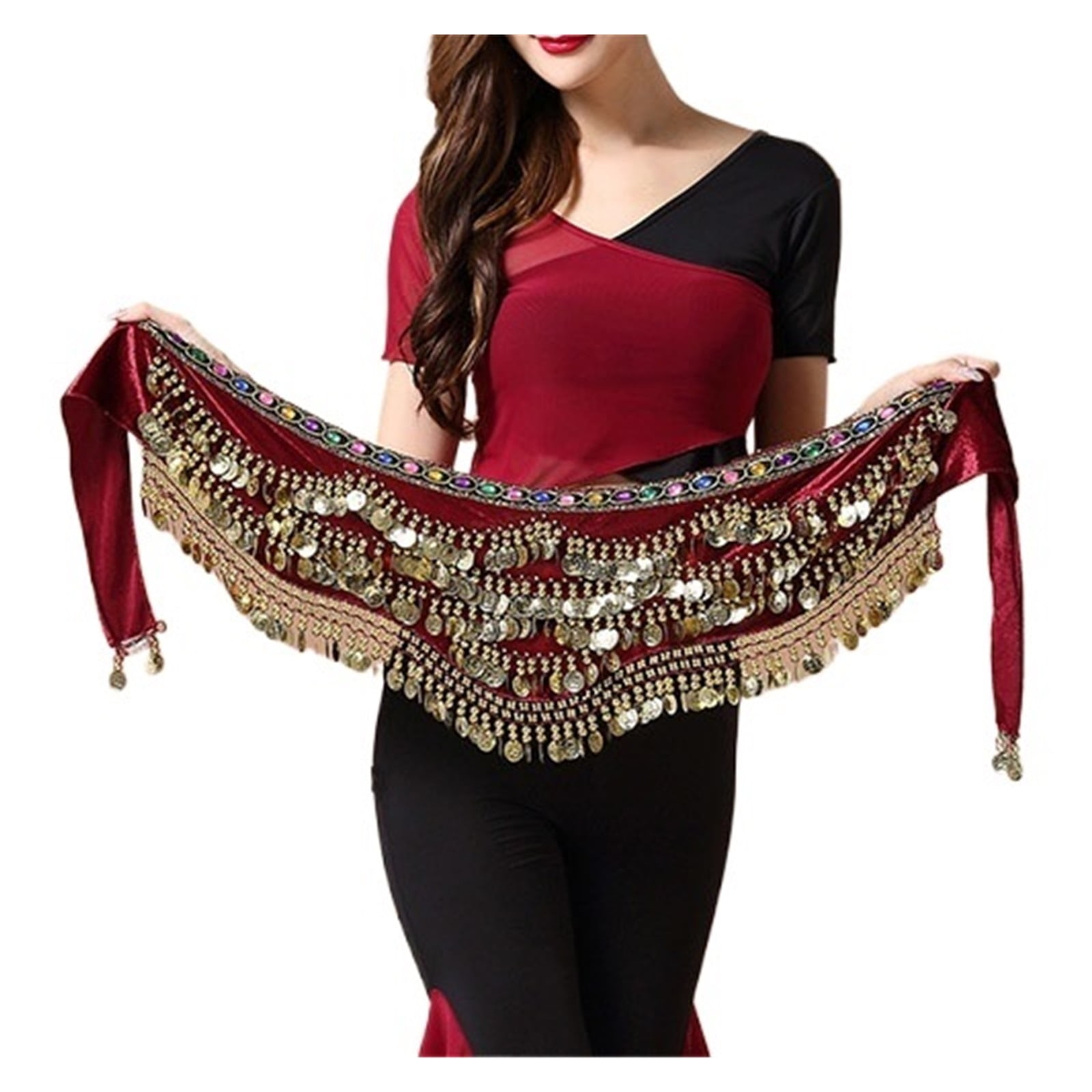 Belly Dance Coin Belt BellyDance Hip Scarf Golden Coins Belly Dance ...