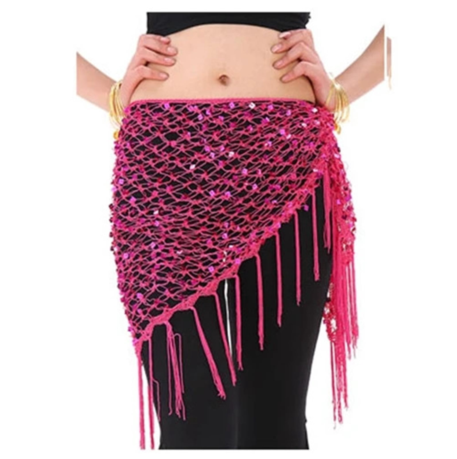 Belly Dance Costume Hip Scarf Belt Triangle Sequin Shawl Practice Belt ...