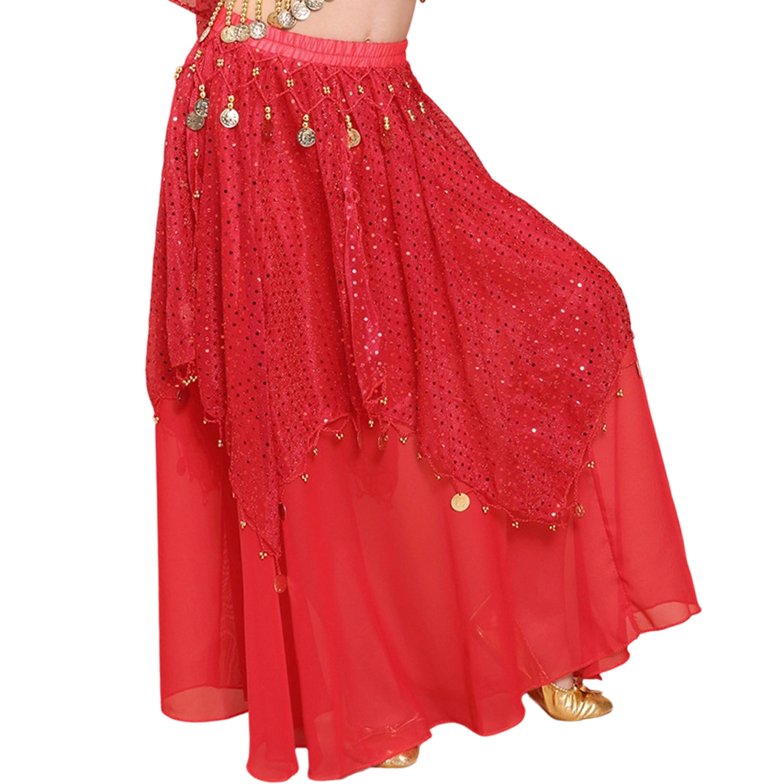 Belly Dance Costume Skirt, Long Women's Skirt with Gold for Halloween ...