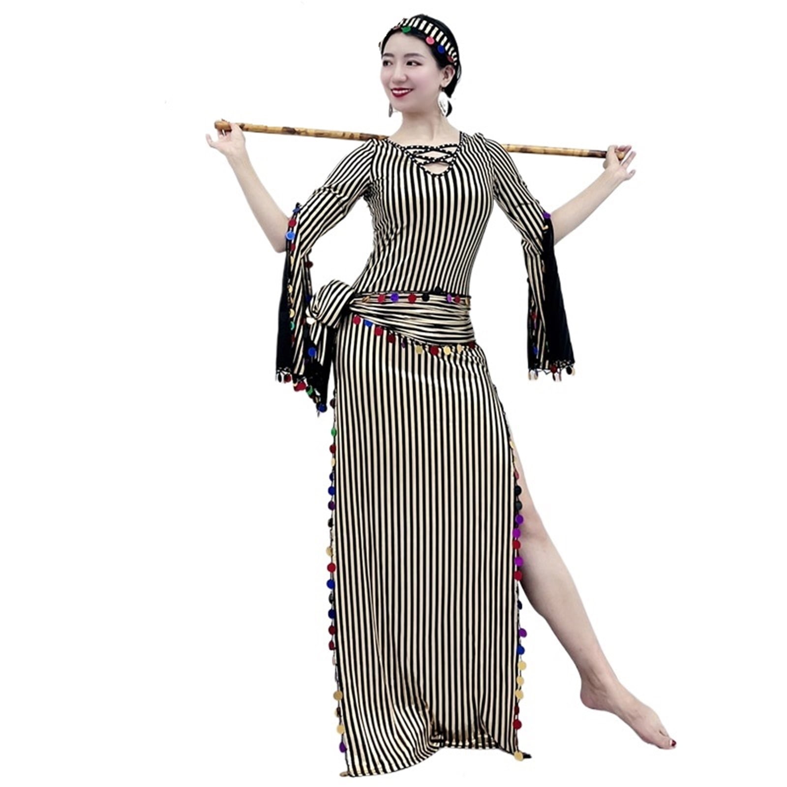 Belly Dance Costumes Milk Silk Gold Sequins Dance Dresses Oriental ...