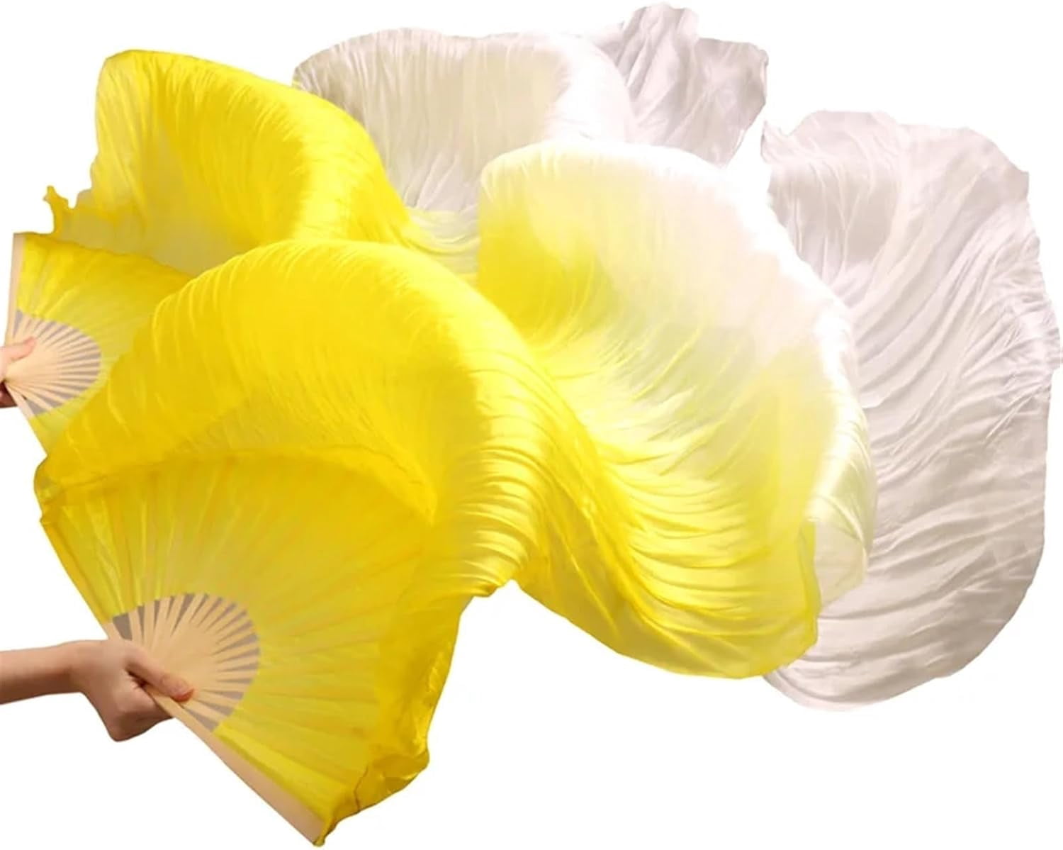 Belly Dance Faux Silk Veil Fans, 1 Pair(Left+Right) Handmade Belly ...