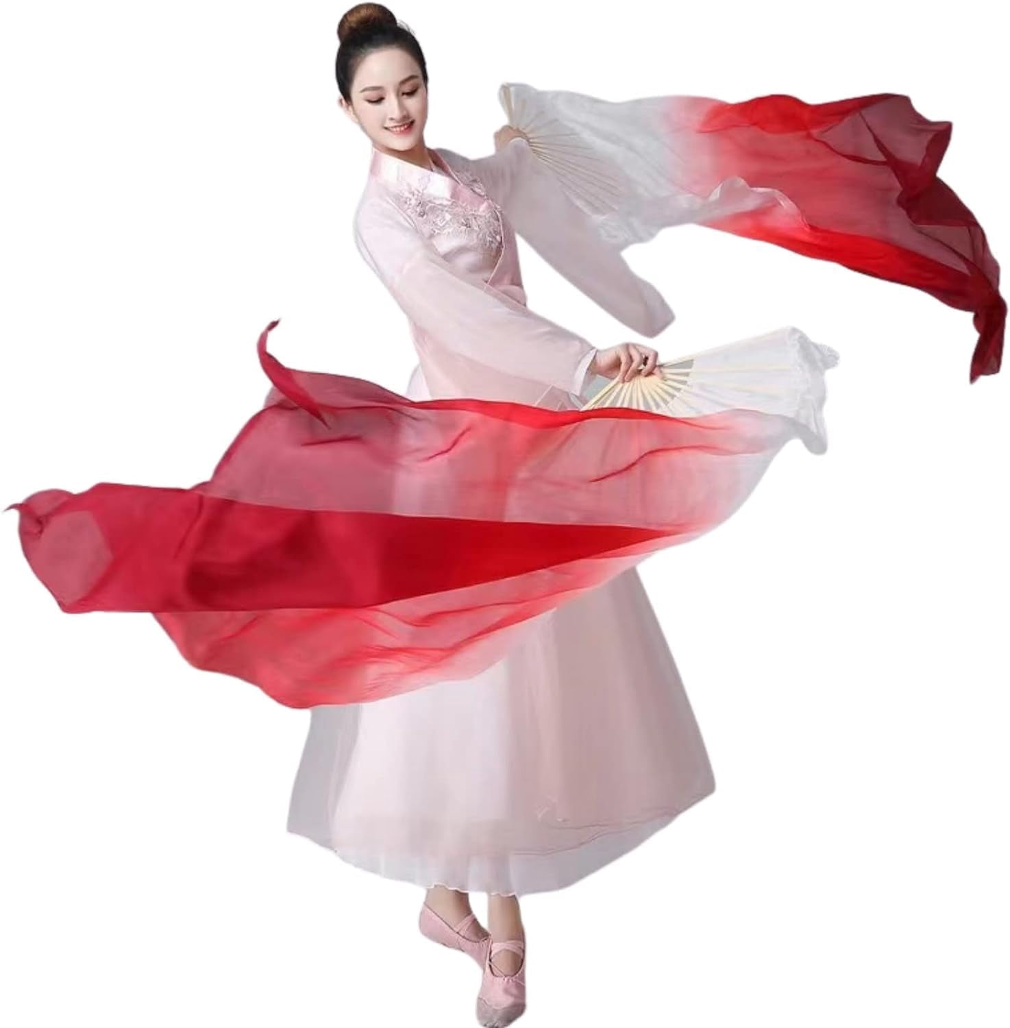 Belly Dance Faux Silk Veil Fans, 1 Pair(Left+Right) Handmade Belly ...