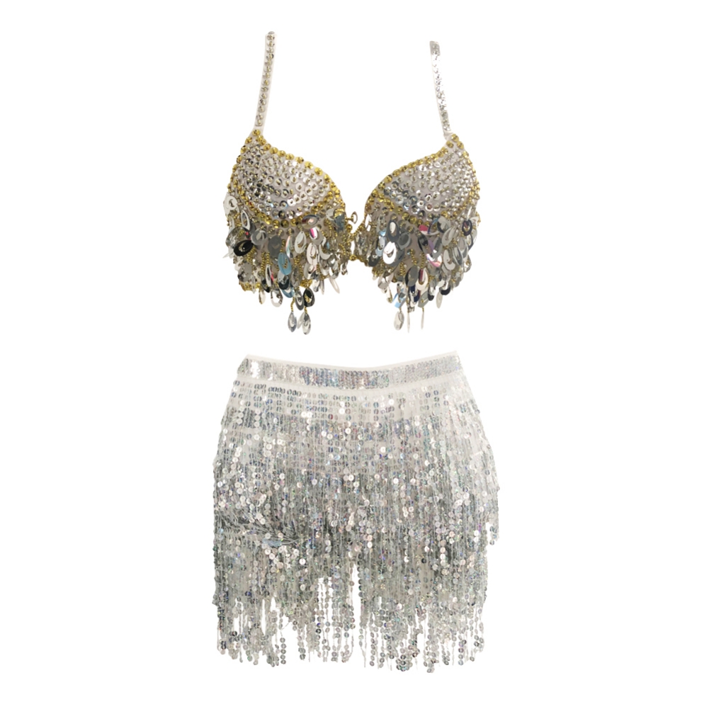 Belly Dance Fringe Skirt Bra Top Boho Sequin Tassel Hip Skirt Hip Scarf ...