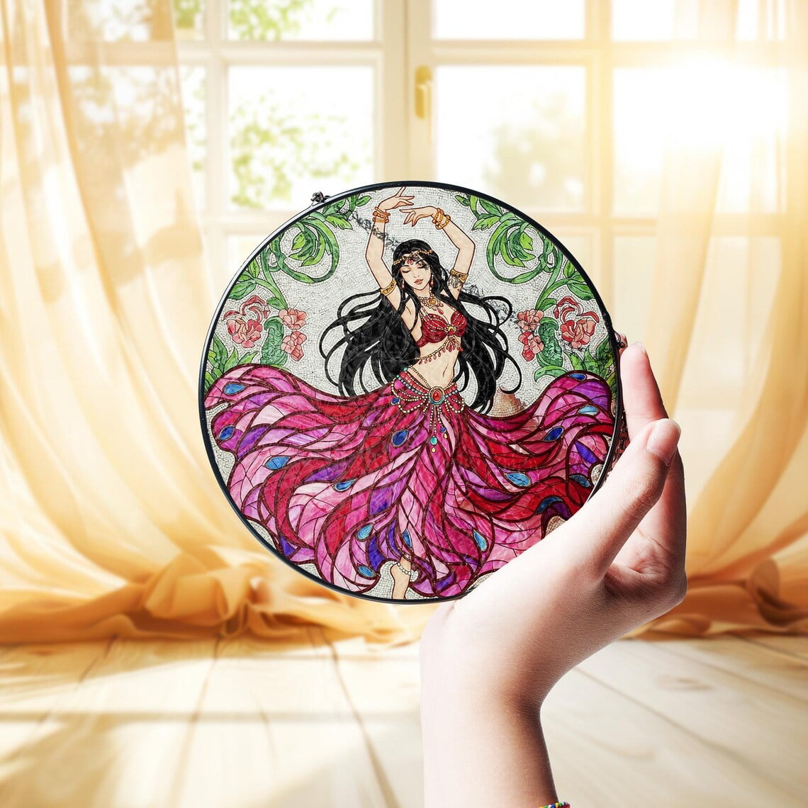Belly Dance Glass SunCatcher, Belly Dancing Glass Window Hanging ...