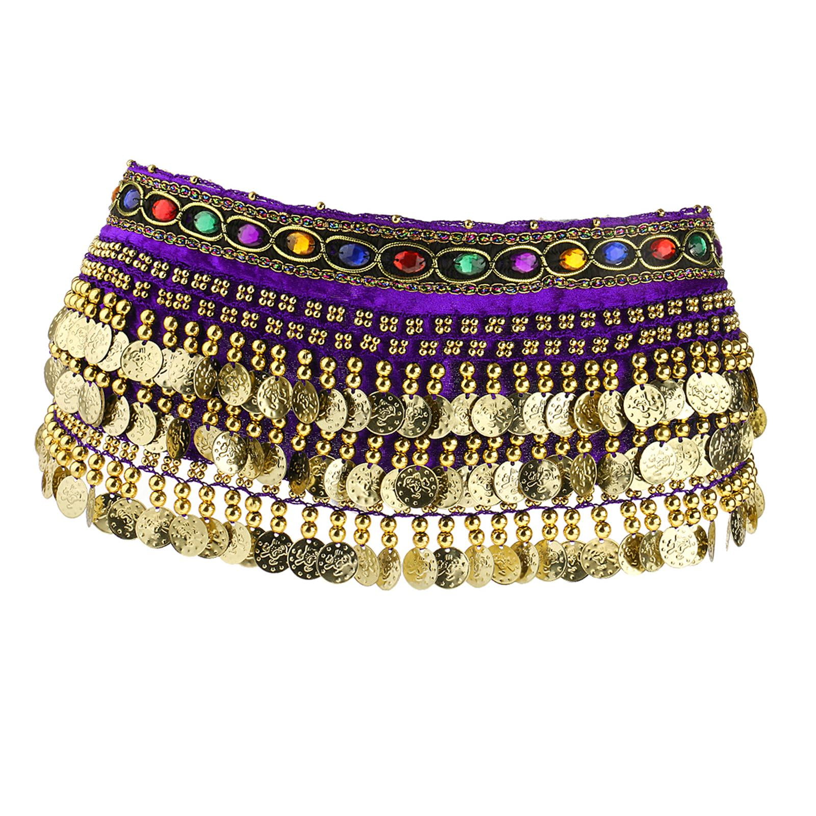 Belly Dance Hip Scarf Costume Sequin Tassel Skirt For Party Nightclub