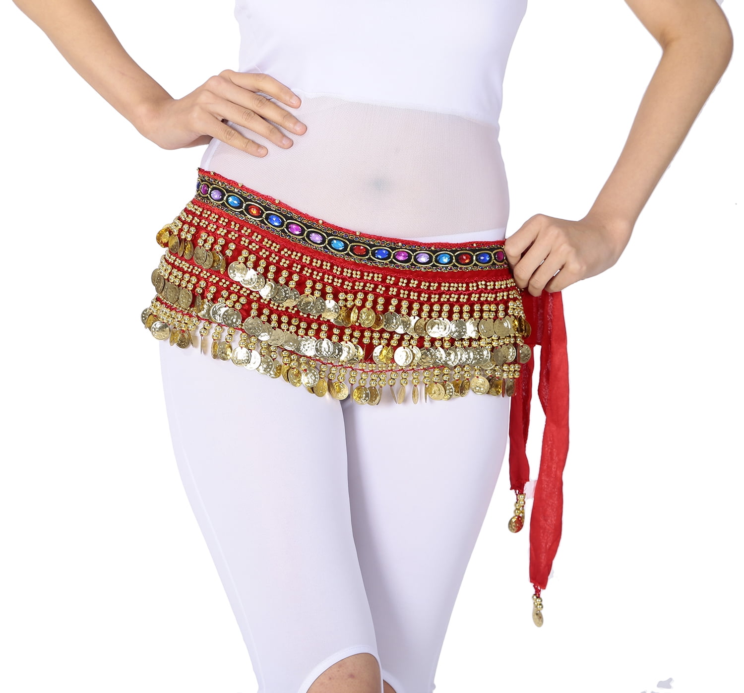 Belly Dance Hip Scarf Scarves Belt with Gold Coin Egyptian Cabaret ...