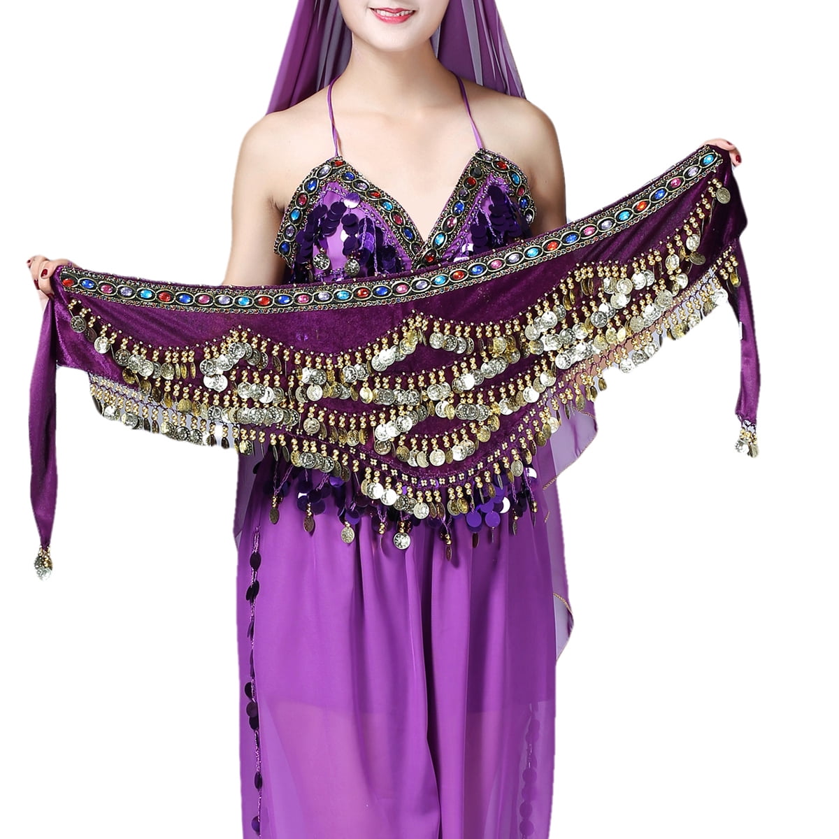 Belly Dance Hip Scarf Scarves Sash Coins Egyptian Cabaret Tribal Fusion ...
