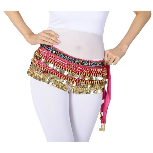 Belly Dance Hip Scarf Scarves Sash with Coins Egyptian Cabaret Tribal ...