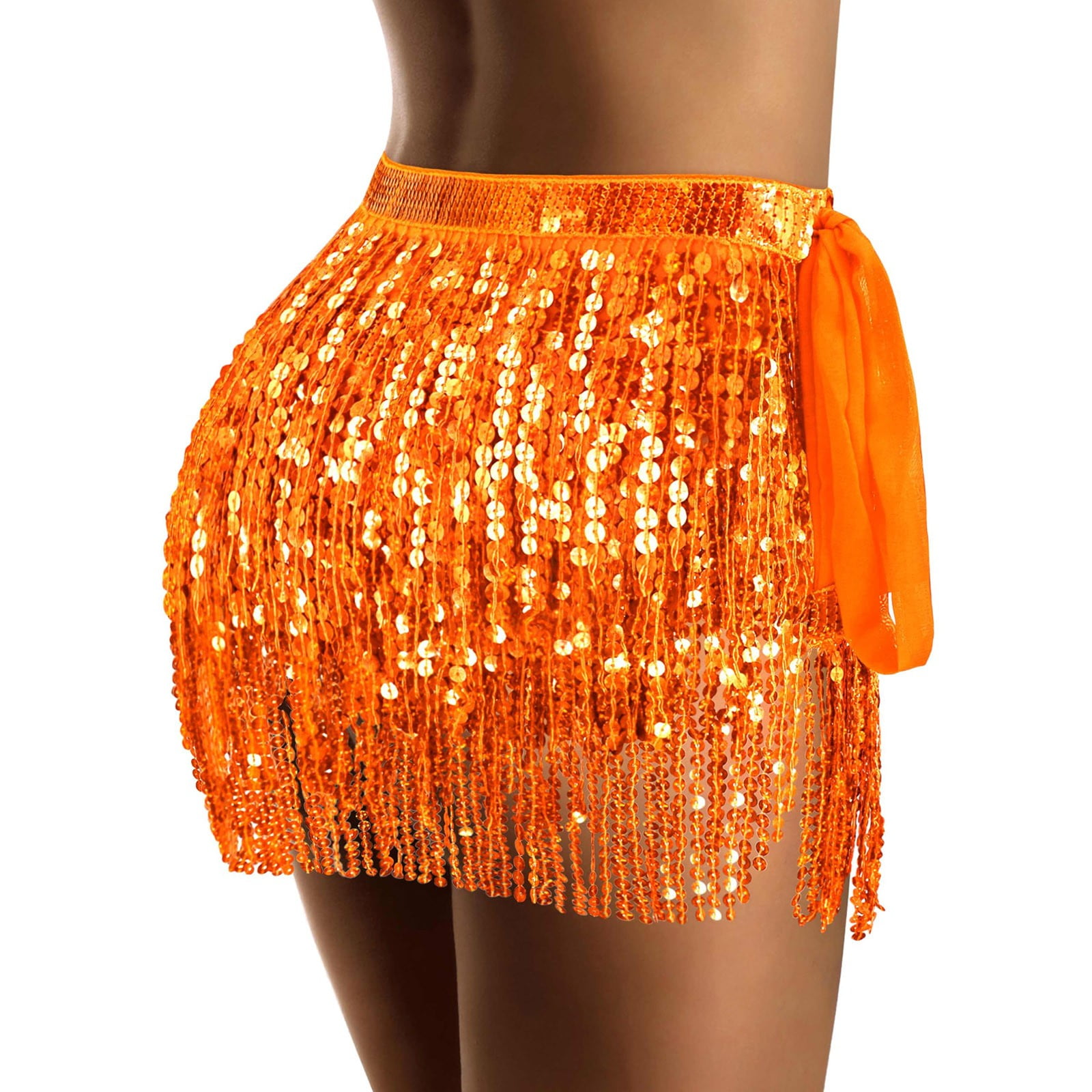 Belly Dance Hip Scarf Sequin Tassel Skirt Wrap Sparkly Rave Skirt for ...