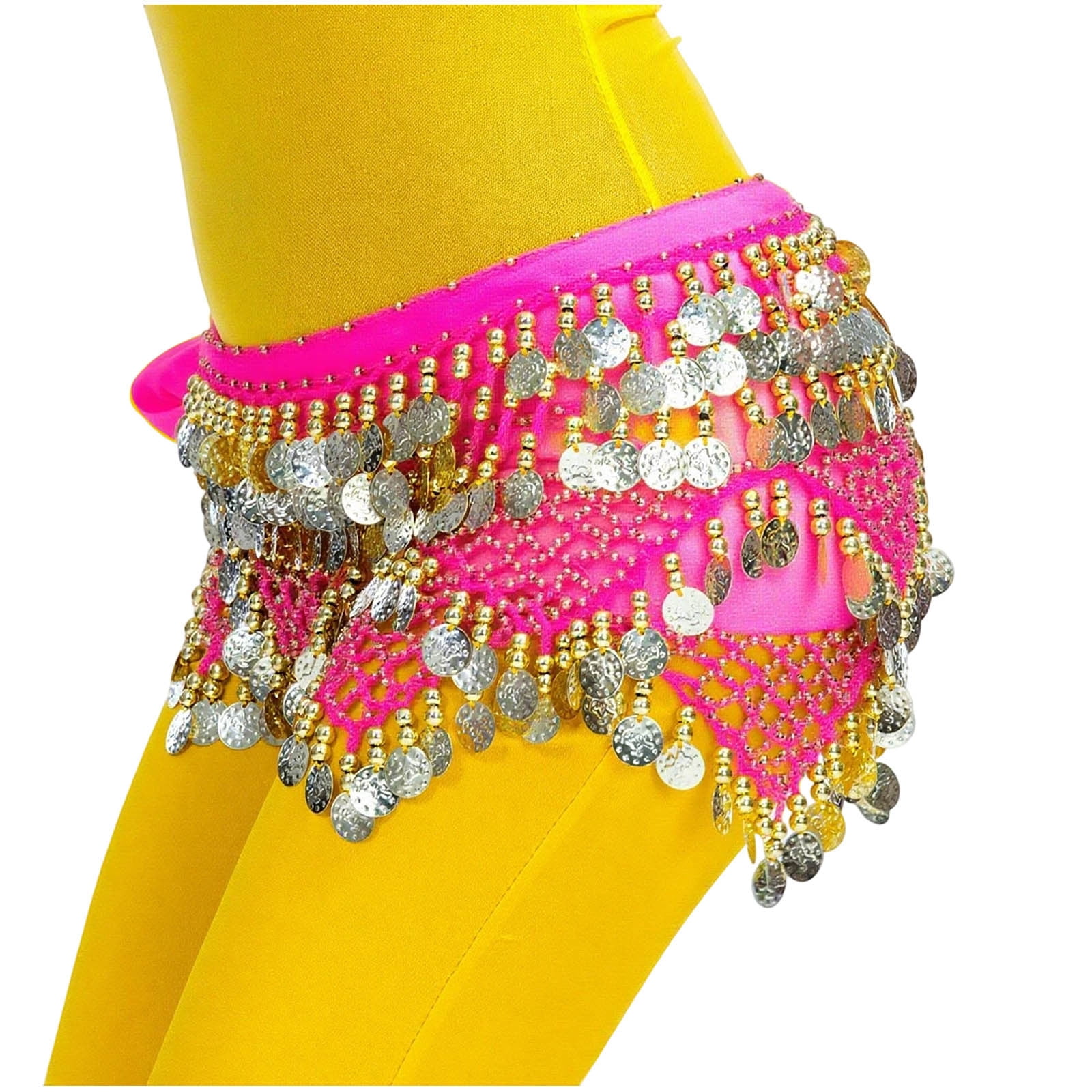 Belly Dance Hip Scarf Skirts Gold Coins Sparkly Performance Mini Wrap ...
