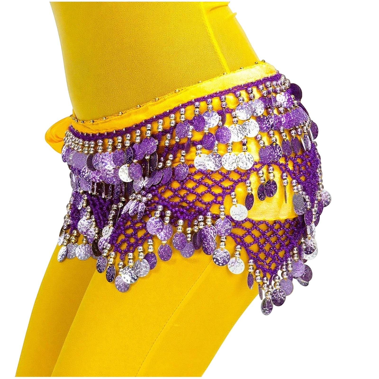 Belly Dance Hip Scarf Skirts Gold Coins Sparkly Performance Mini Wrap ...