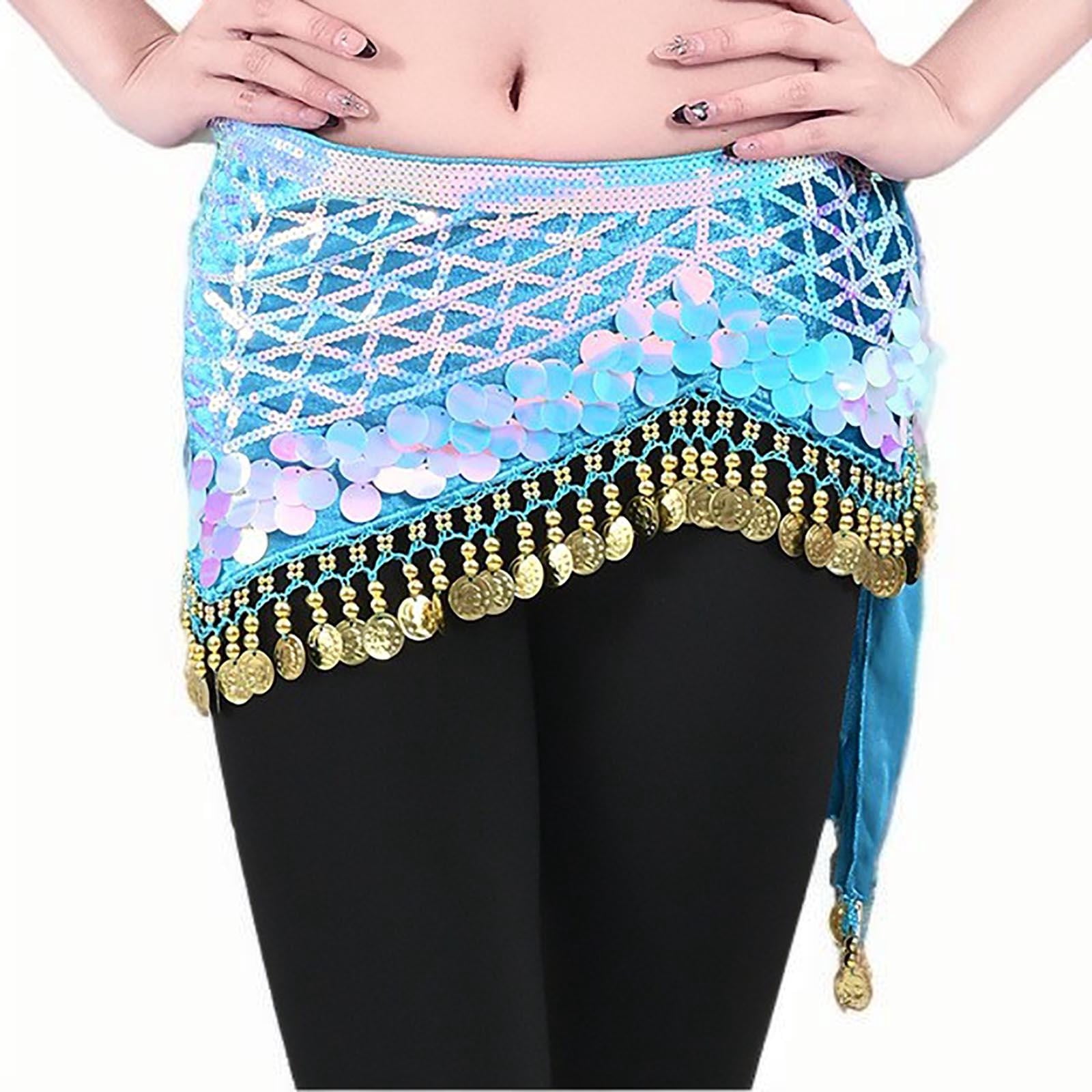 Belly Dance Hip Scarf Tassels Sequins Triangle Wrap Skirt Belly Dance ...