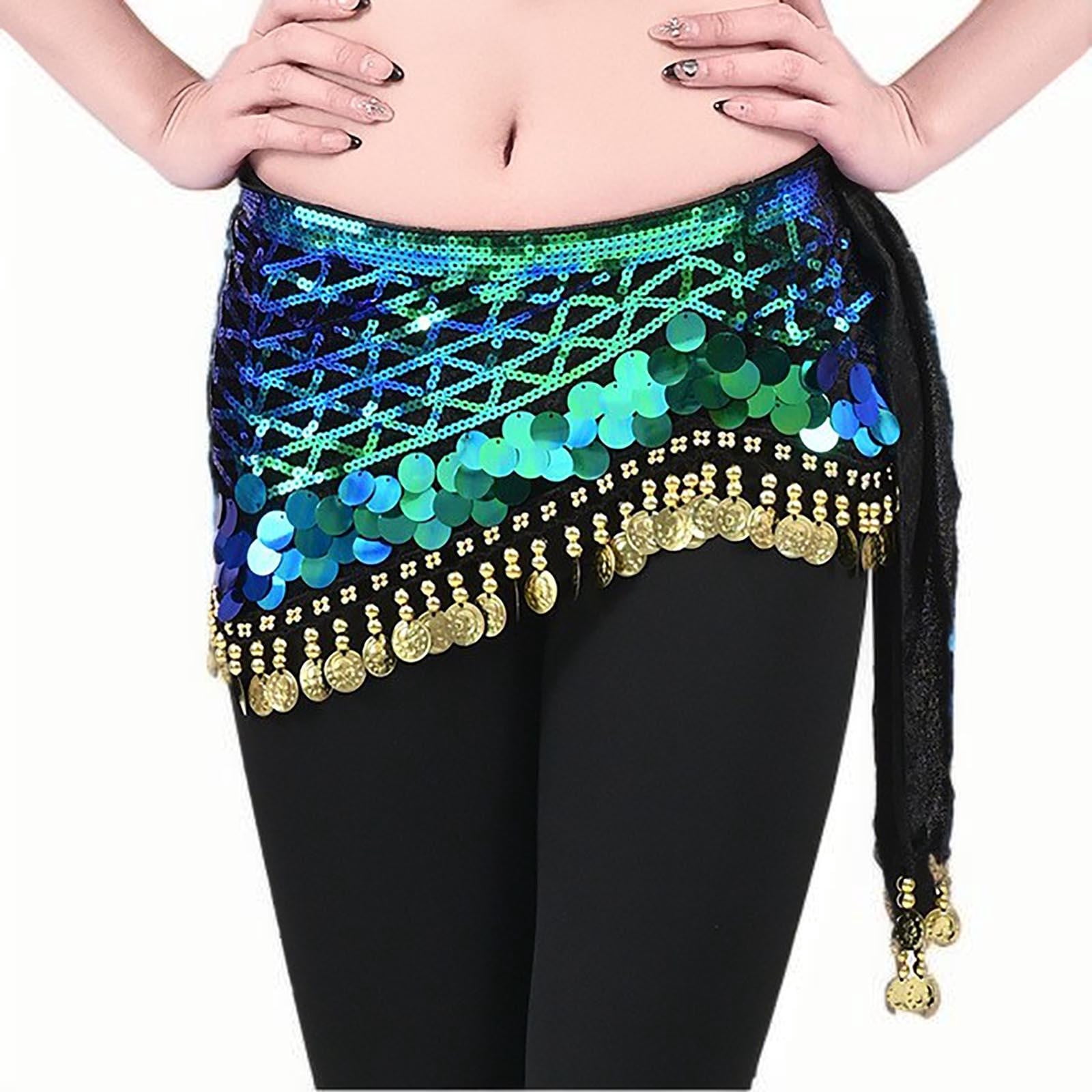 Belly Dance Hip Scarf Tassels Sequins Triangle Wrap Skirt Belly Dance ...
